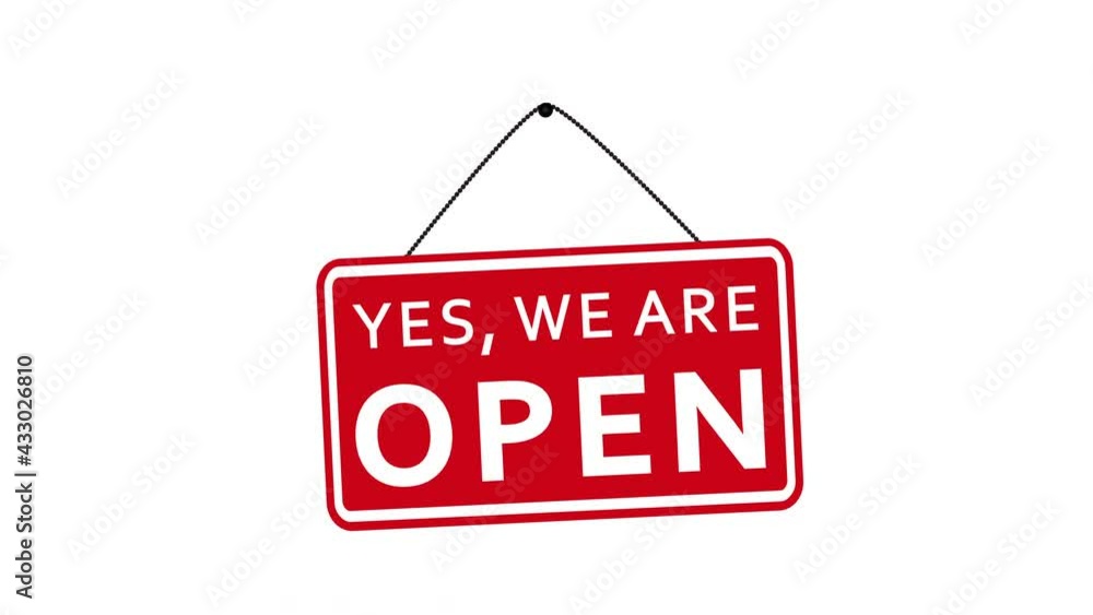 Yes We Are Open Sign Animation on White Background and Green Screen ...