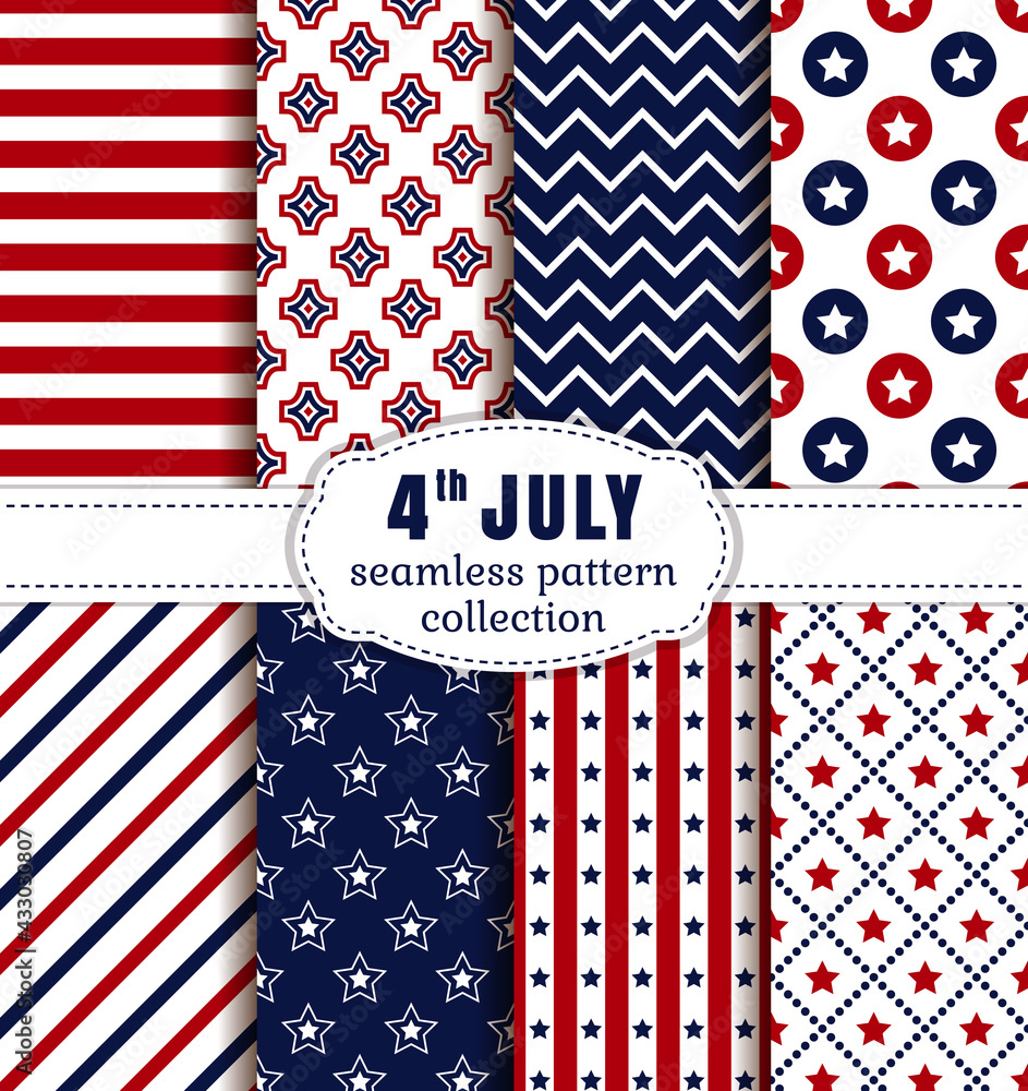Happy Independence Day! 4th of July. Set of American backgrounds ...