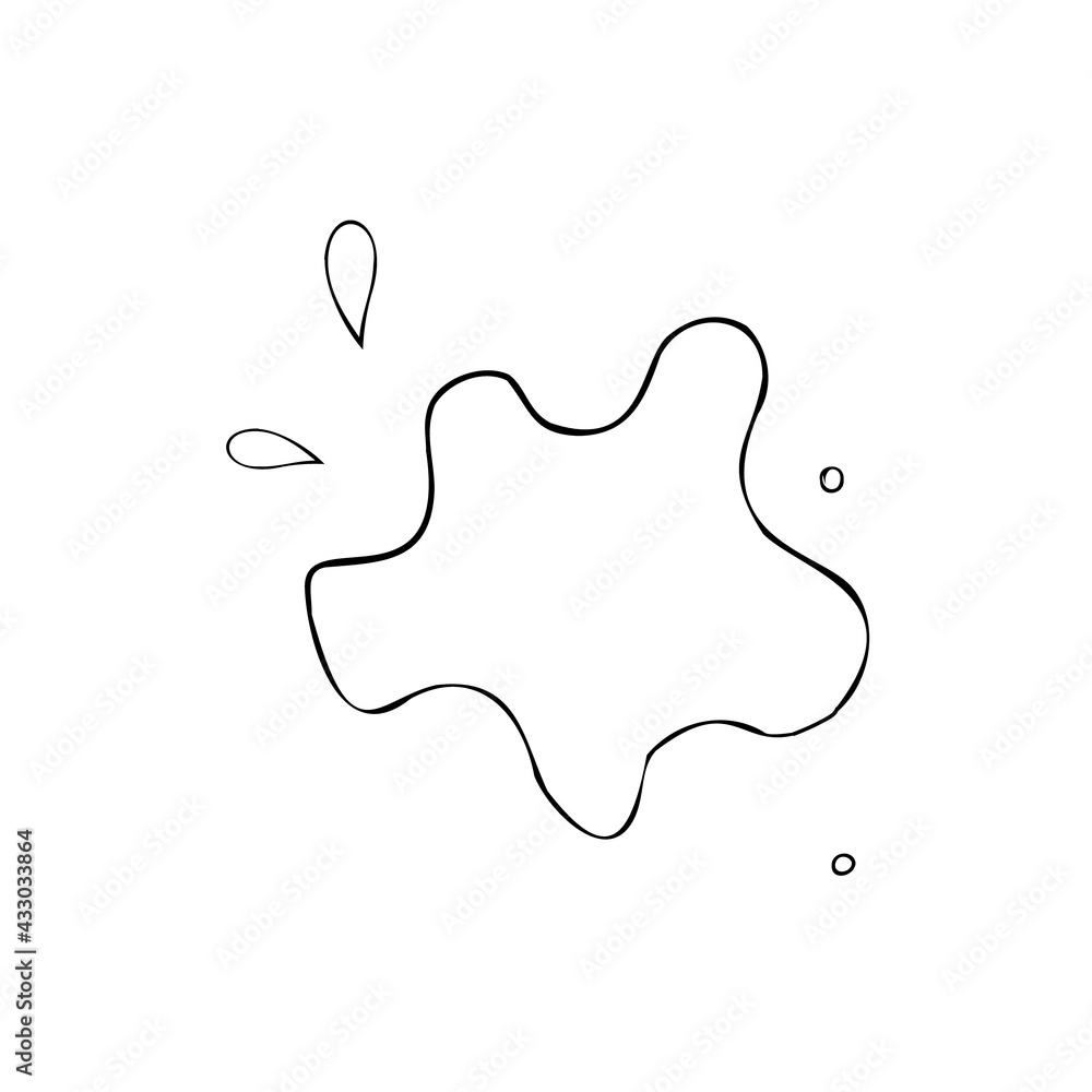 Form of spots or blots, drops and splashes black outline hand drawing ...