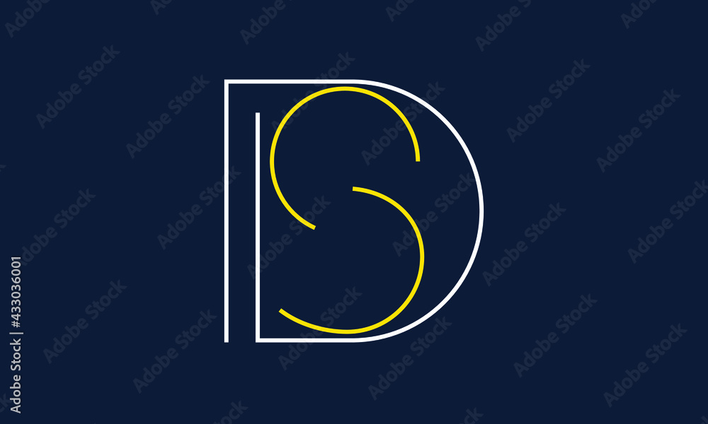 DS/SD logo, DS/SD letter logo design with white, yellow and navy blue ...