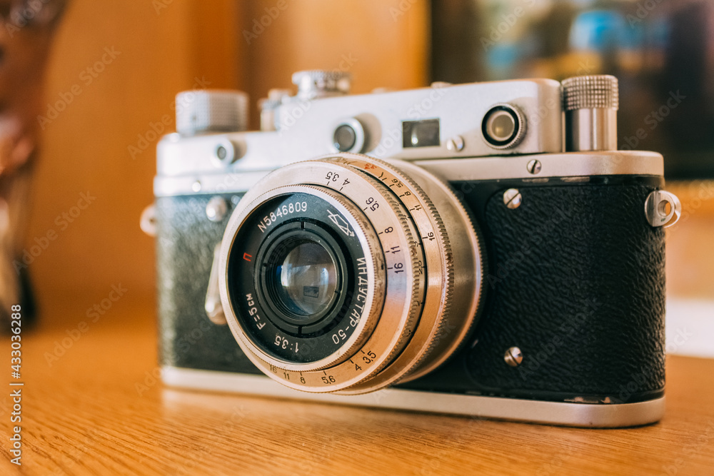 Russian Soviet Vintage Camera "Zorkiy 2-S". Zorki 2-S is small-format ...