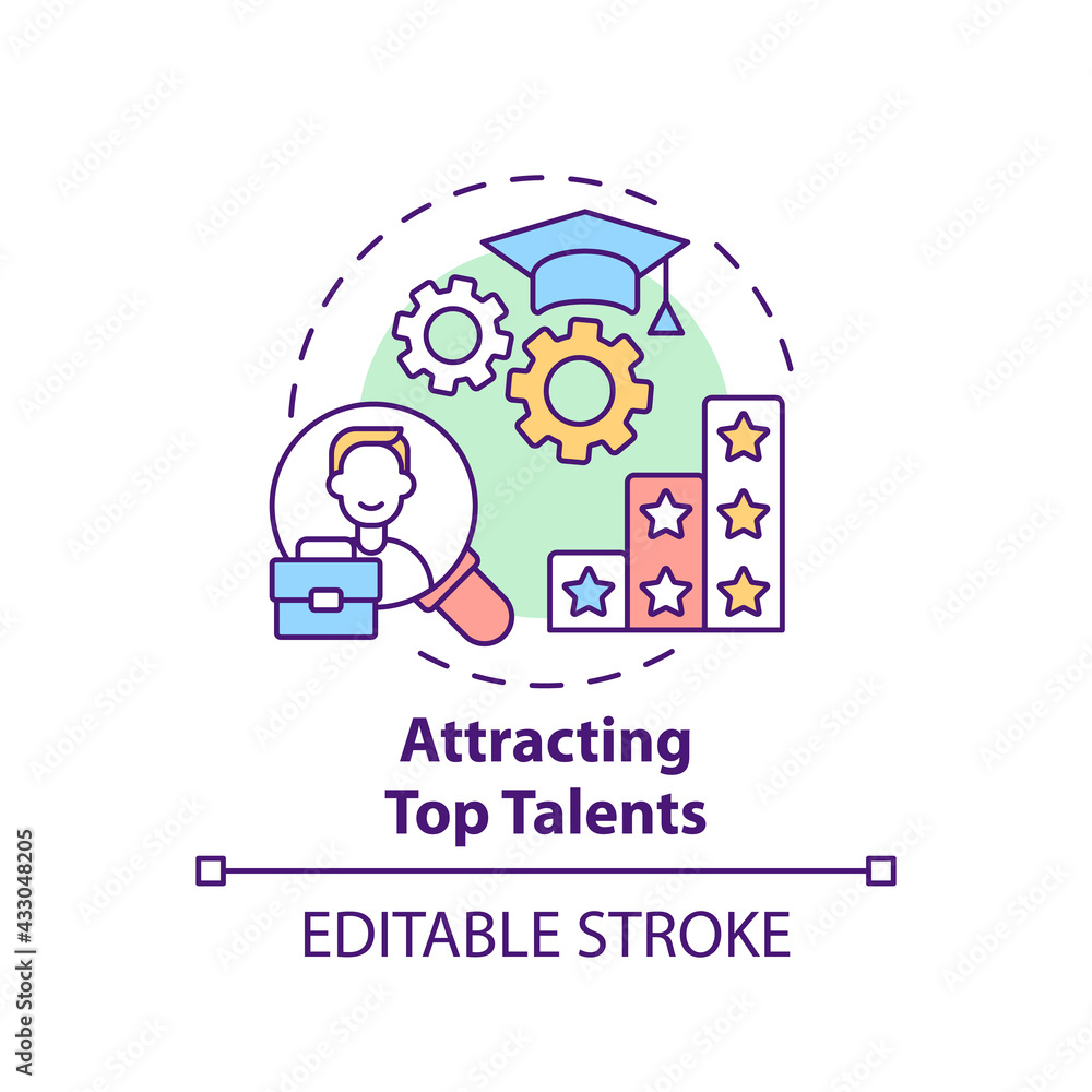 Attracting top talents concept icon. Company culture benefit idea thin ...