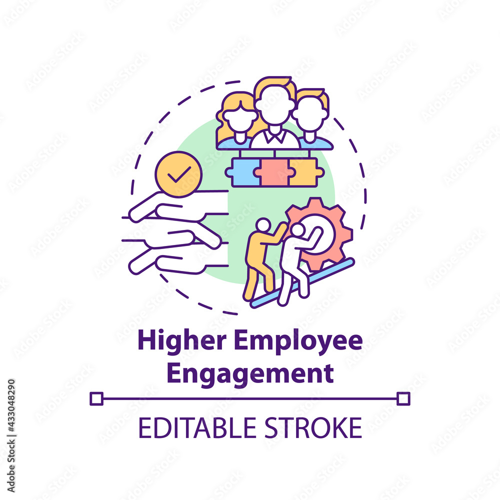 Higher employee engagement concept icon. Company culture idea thin line ...