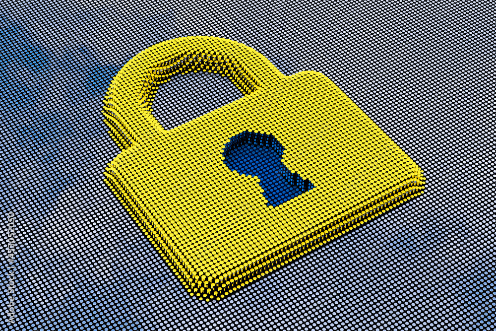 Pixel Art Style Lock. 3d Rendering Stock Illustration | Adobe Stock