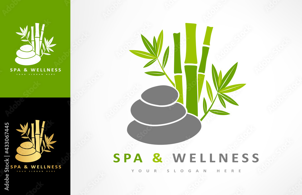 Spa and wellness logo vector. Bamboo and stones for spa design. Stock ...