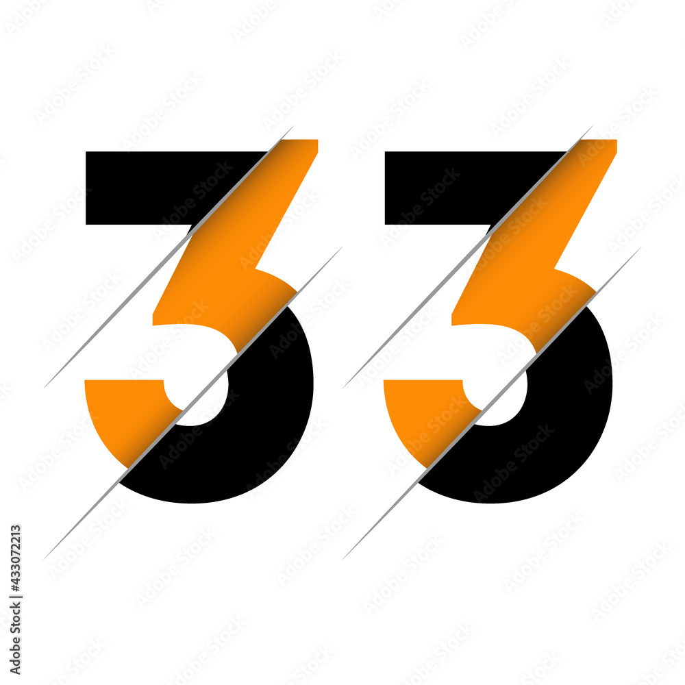 33 3 3 Number Logo Design with a Creative Cut and Black Circle ...