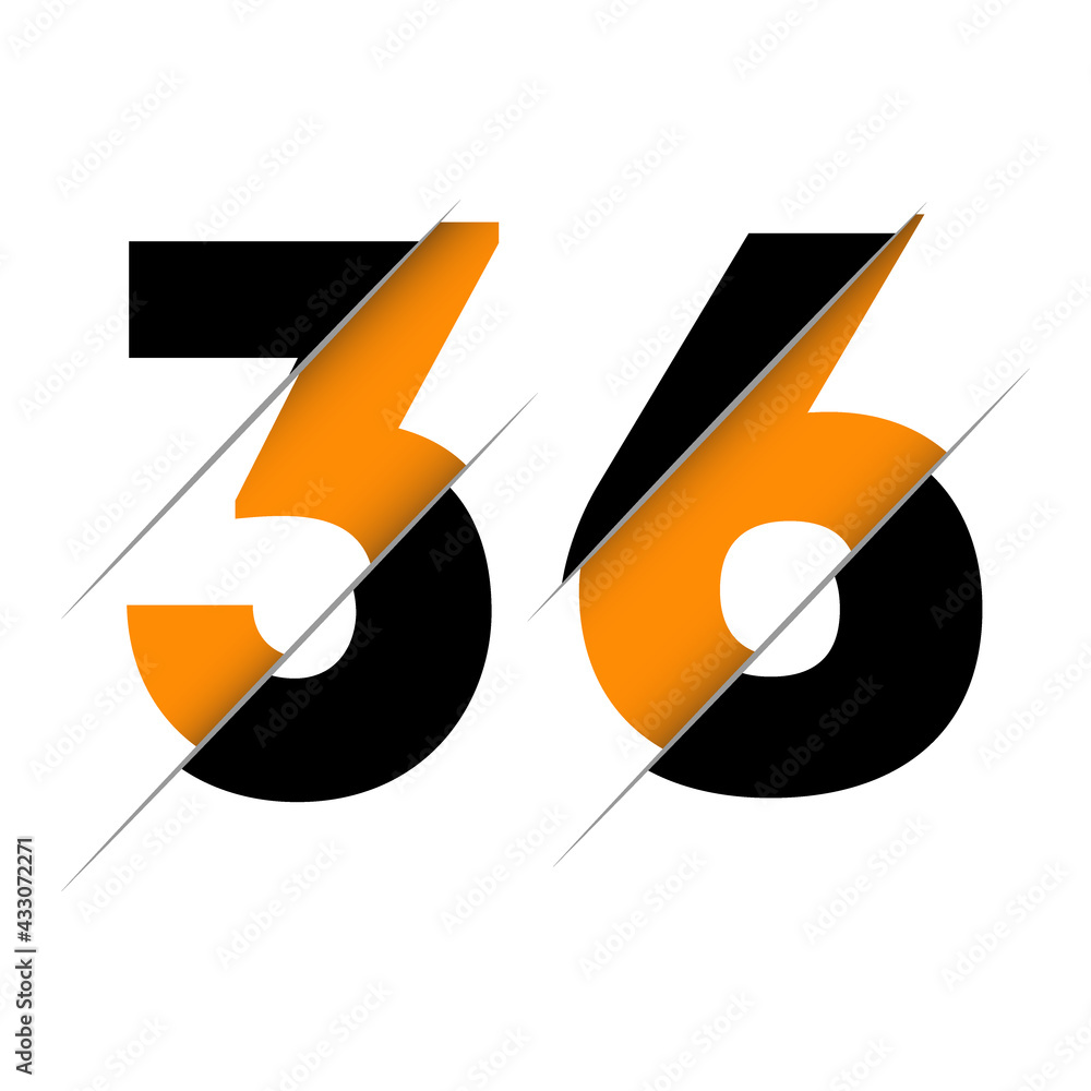 36 3 6 Number Logo Design with a Creative Cut and Black Circle ...