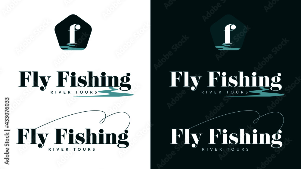 Fly fishing river tour company logos and icons Stock Vector | Adobe Stock