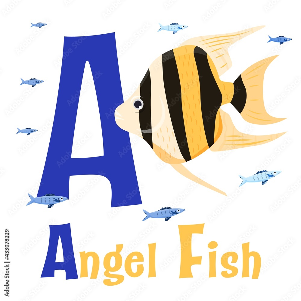 Sea animals alphabet. ABC for children. Letter A Stock Vector | Adobe Stock