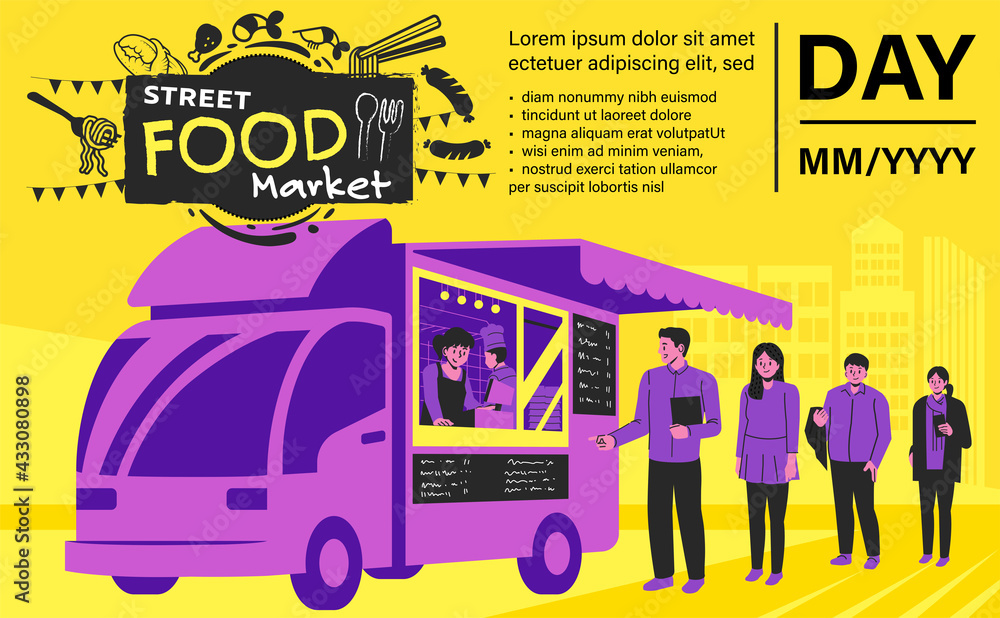 Setting up a street-market in the town. Schedule a street food delivery ...