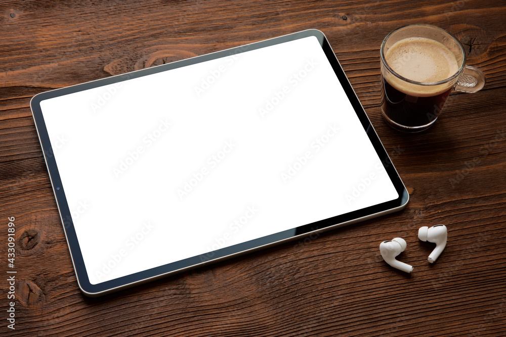 Tablet with empty white screen, mockup for your own design Stock Photo ...