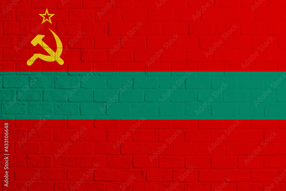 Flag of Transnistria. Brick wall texture of the flag of Transnistria ...
