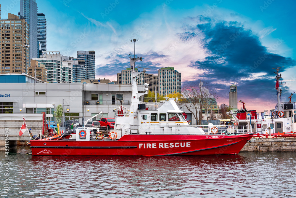 Rescue Fire Boat named 'Wm. Thornton' in the waterfront of Toronto ...