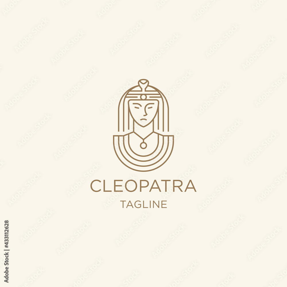 icon logo of cleopatra queen with line art concept - vector Stock ...