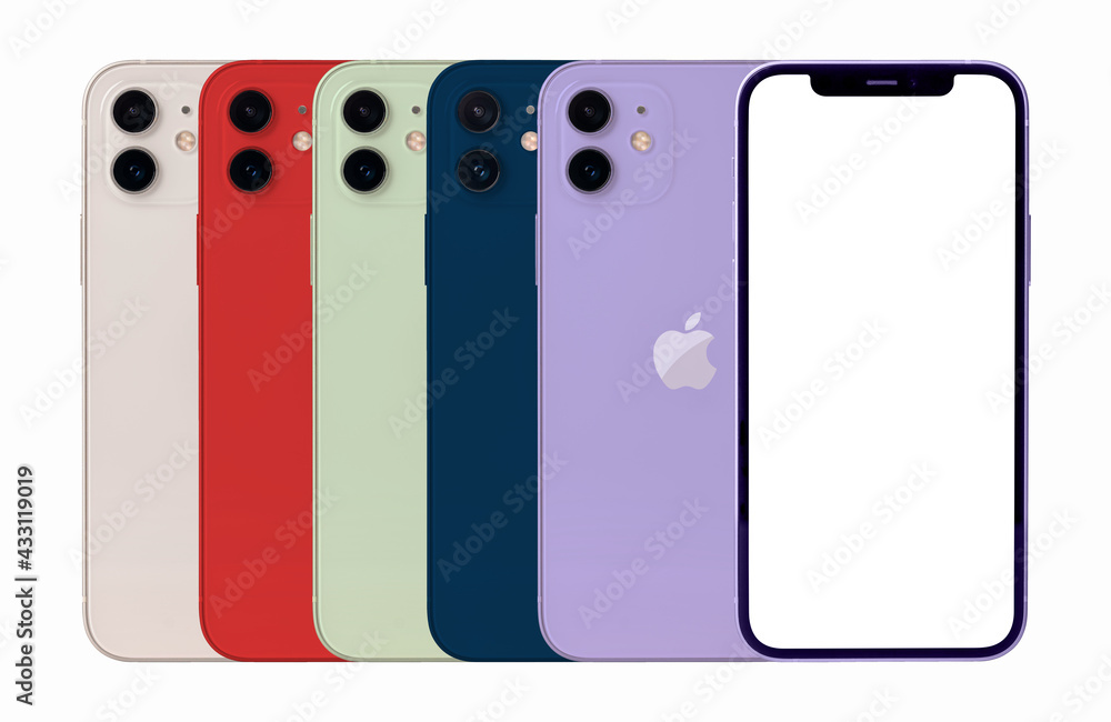 Antalya, Turkey - May 11, 2021: Newly released iphone 12 multi color ...