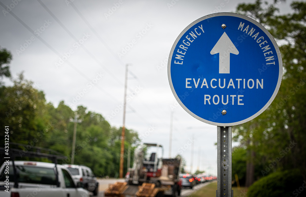 Hurricane Evacuation Route Sign Stock Photo | Adobe Stock