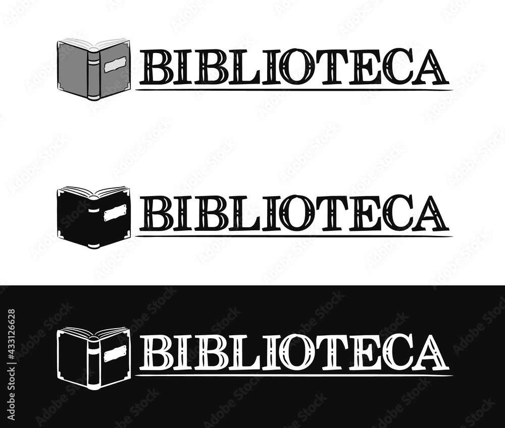 Library logo for Italy. Hand-drawn icon of an opened book. Library ...
