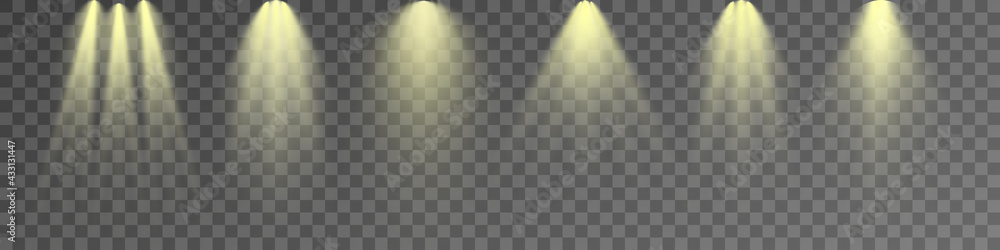 Set of Spotlight isolated on transparent background. Vector glowing ...