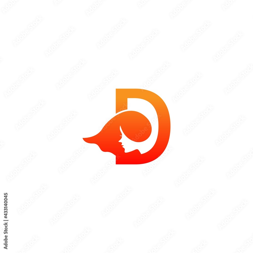 Letter D with woman face logo icon design vector Stock Vector | Adobe Stock