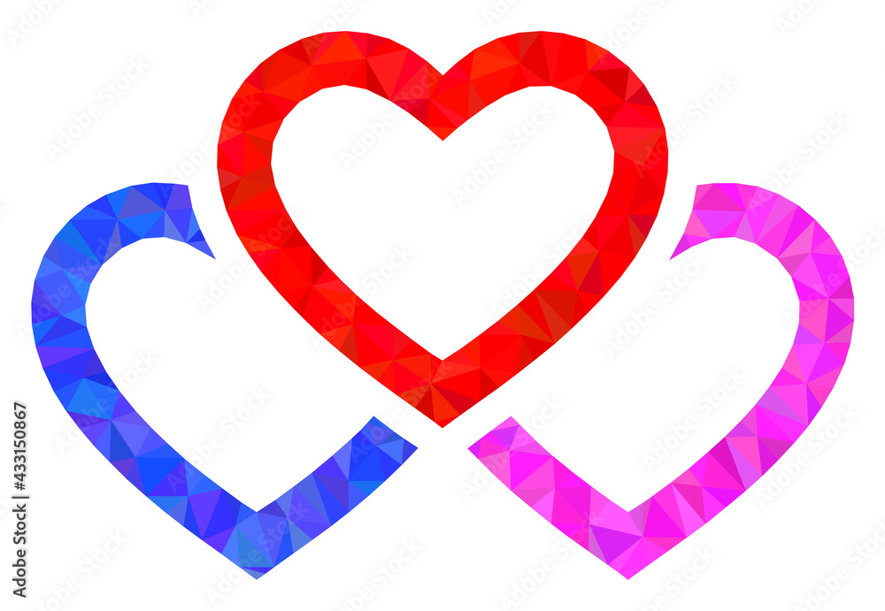 Triangle triple love hearts polygonal symbol illustration. Triple Love ...