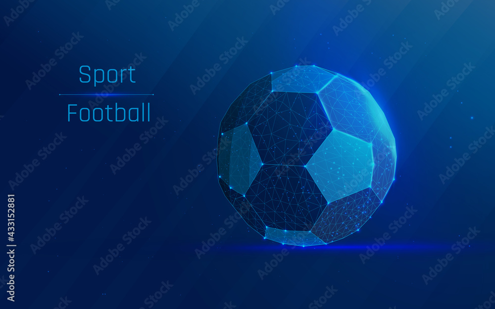 Soccer ball. world famous ball game. The low poly mesh appears as a ...