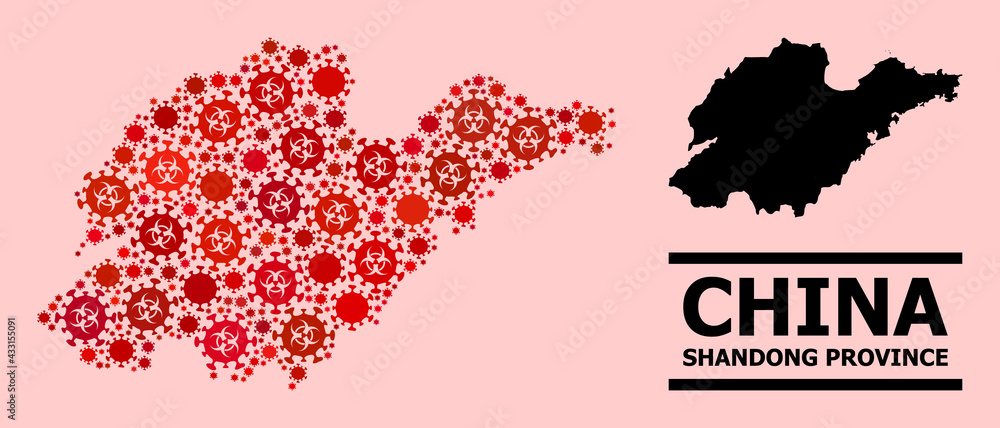 Vector covid-2019 collage map of Shandong Province created for health ...