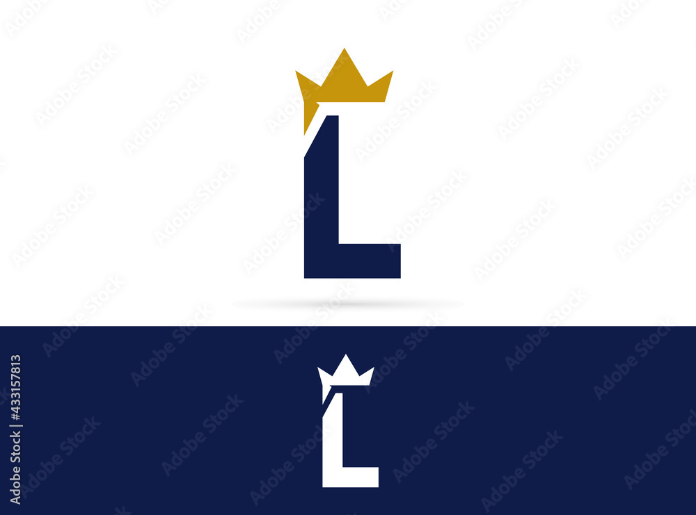 Letter L crown logo design. Vector combination of king crown and letter ...