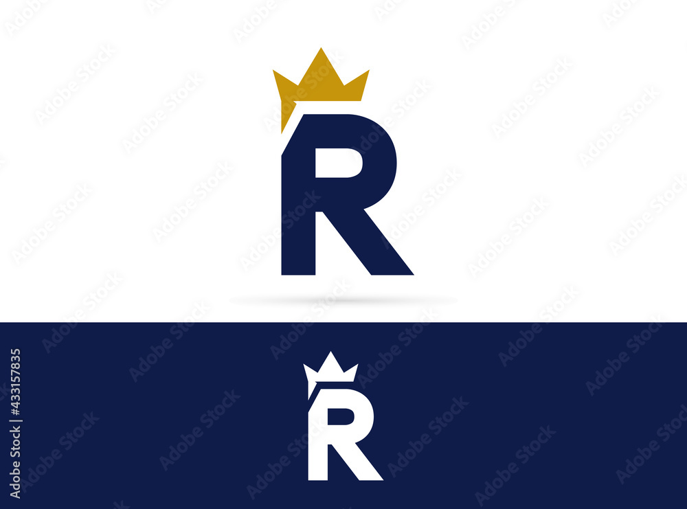 Letter R crown logo design. Vector combination of king crown and letter ...