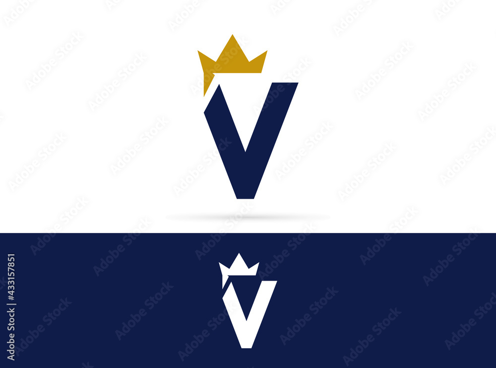 Letter V crown logo design. Vector combination of king crown and letter ...