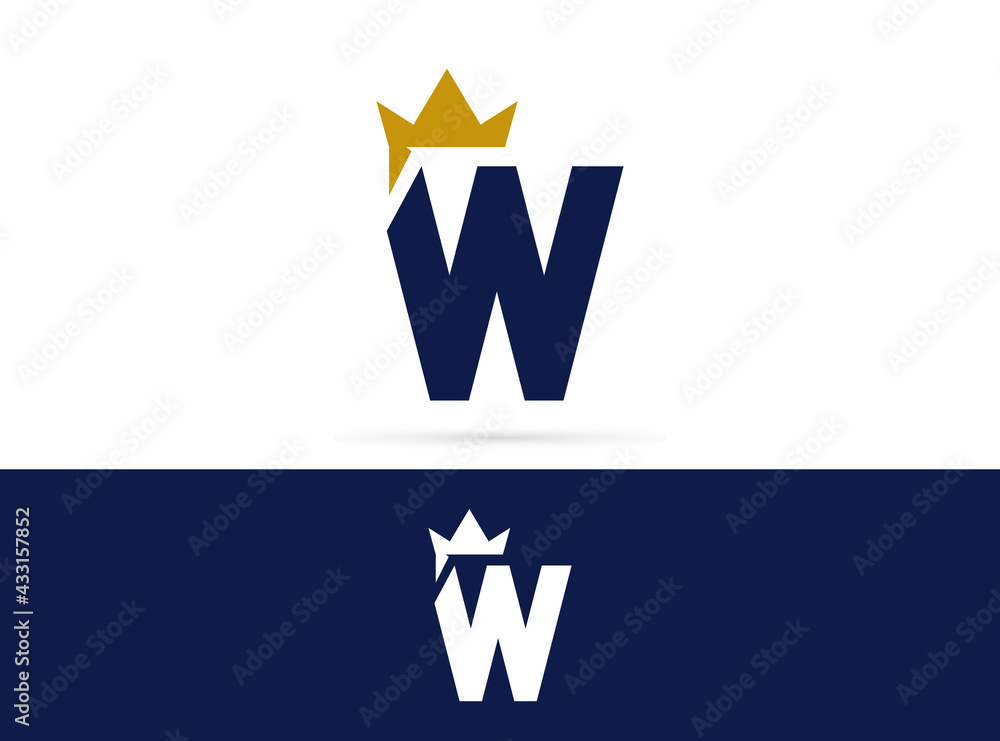 Letter W crown logo design. Vector combination of king crown and letter ...