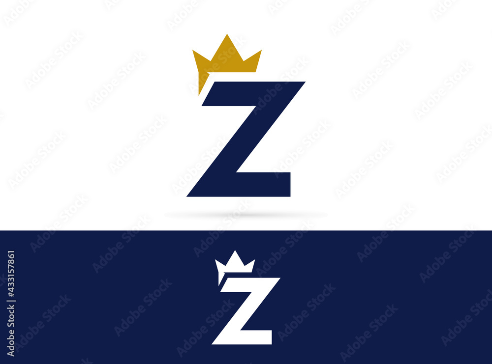Letter Z crown logo design. Vector combination of king crown and letter ...