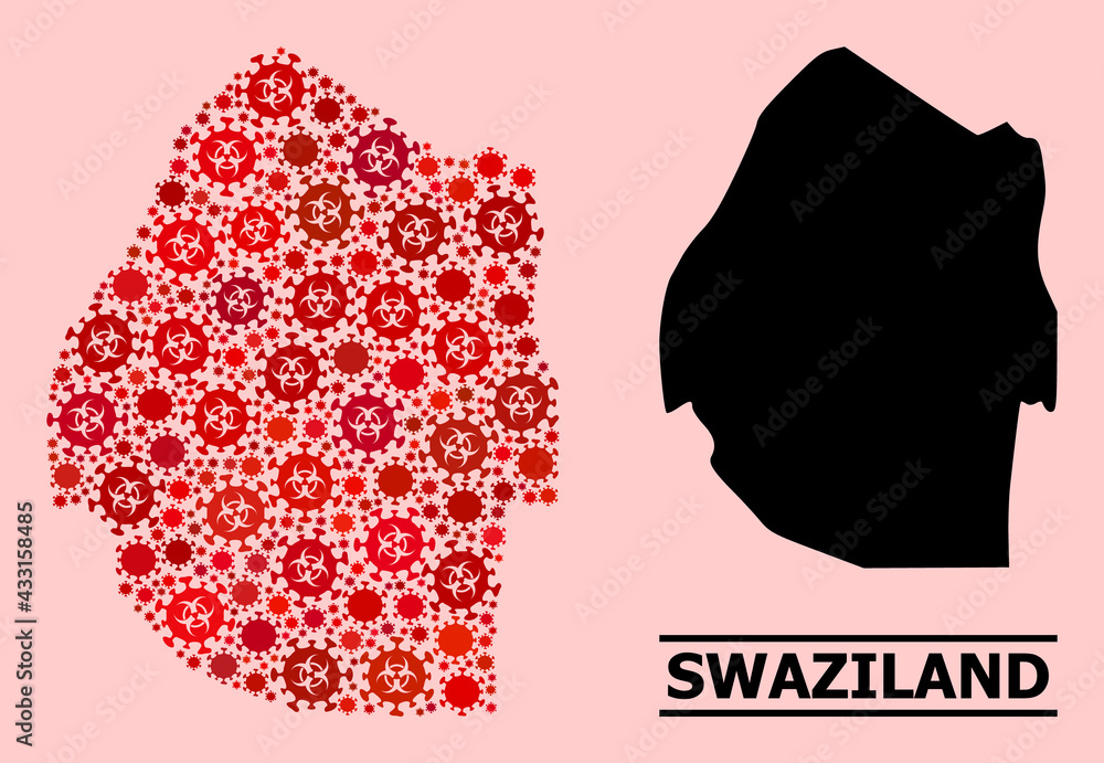 Vector covid-2019 mosaic map of Swaziland designed for doctor ...