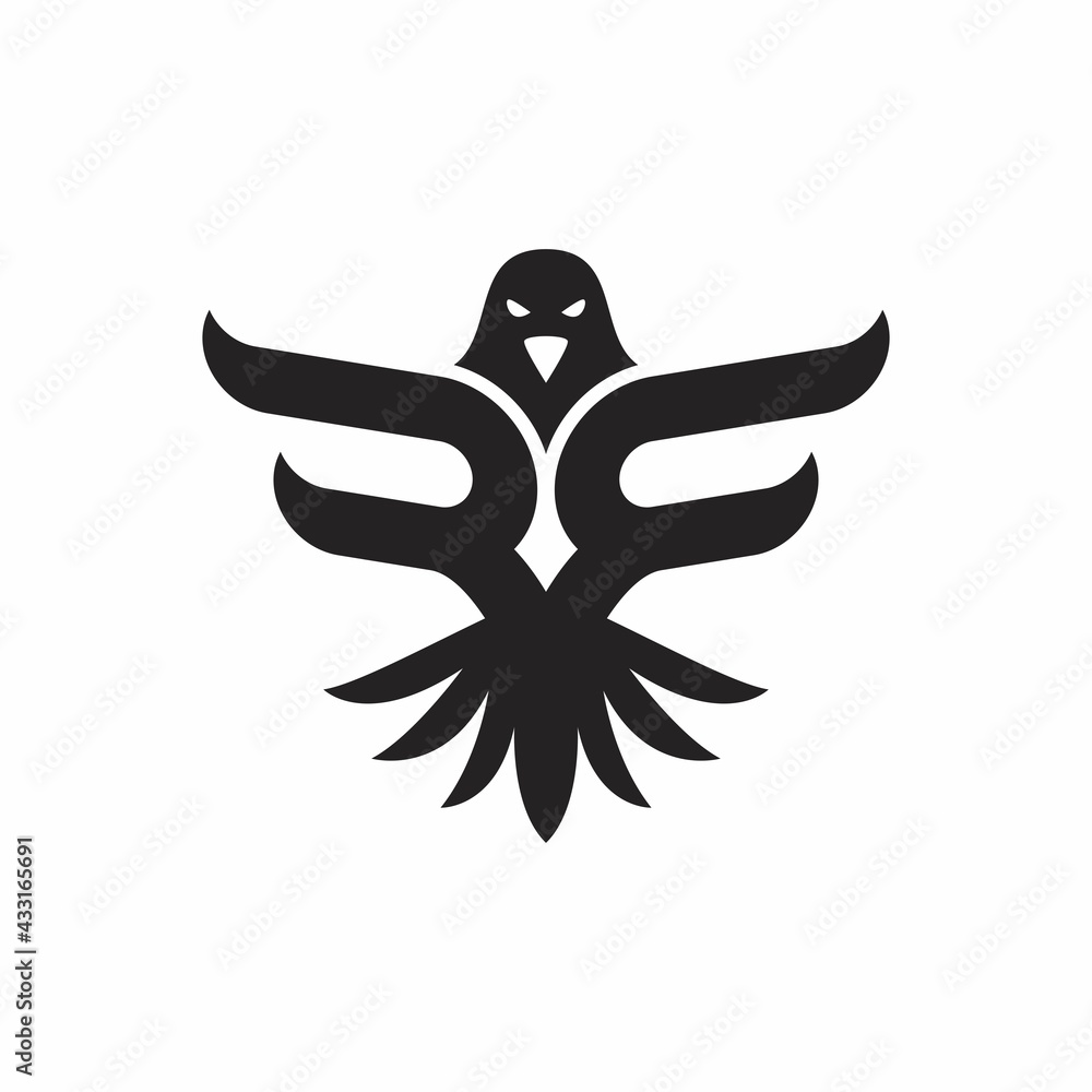 Bird flying vector. Raven logo concept. Stock Vector | Adobe Stock
