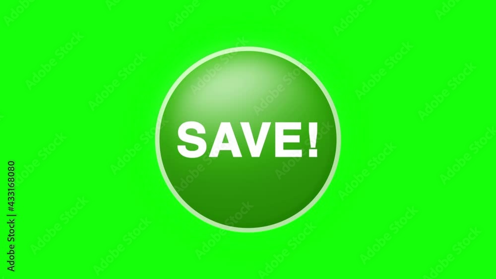 Save Text Button Click Animation on Black Background and Green Screen ...