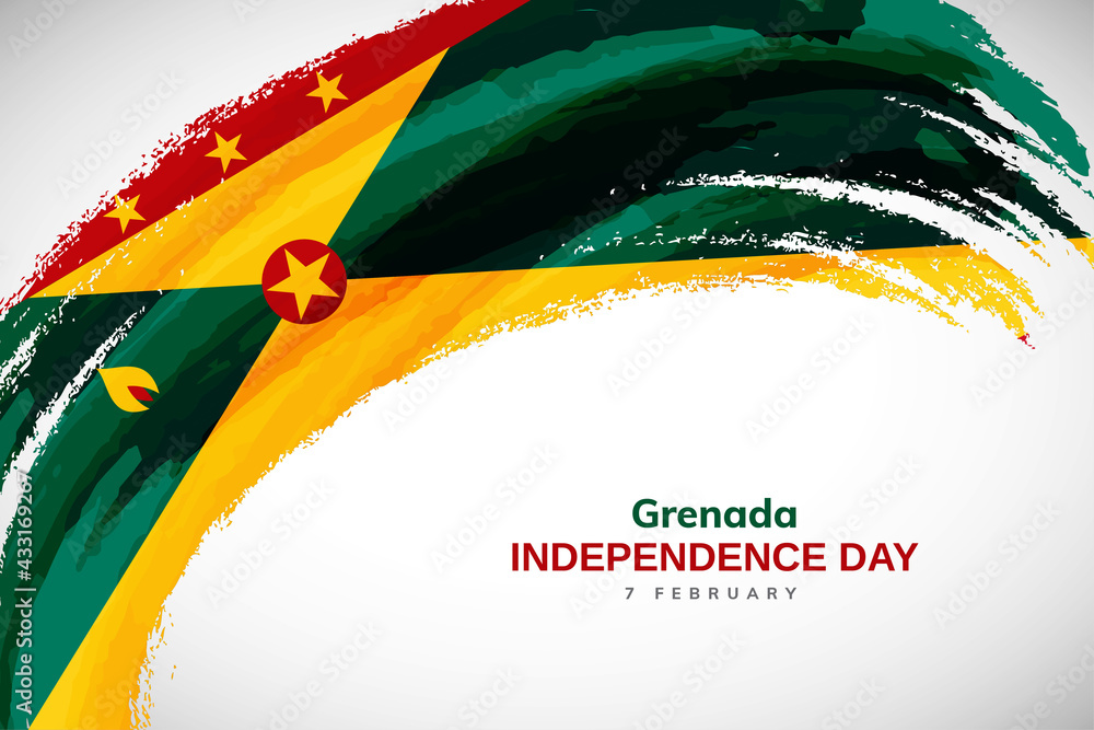 Happy independence day of Grenada with watercolor brush stroke flag ...