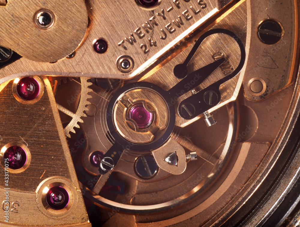 Balance wheel of a vintage luxury watch equipped with a swan neck ...