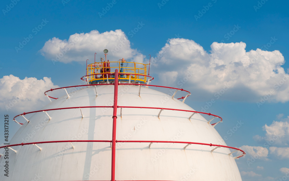 Industrial gas storage tank. LNG or liquefied natural gas storage tank ...