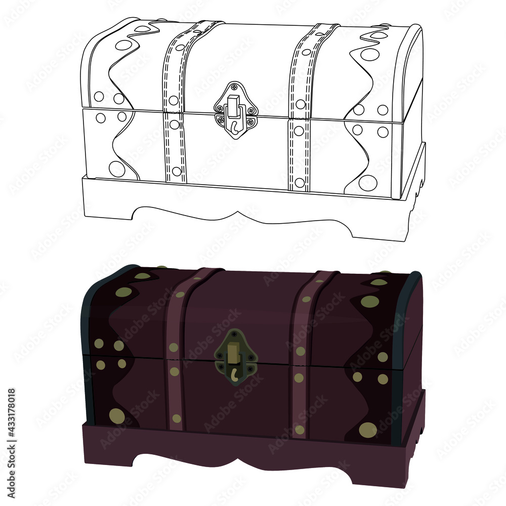 Pirate Treasure Chest Vector Illustration. Treasure Chest Blank And ...