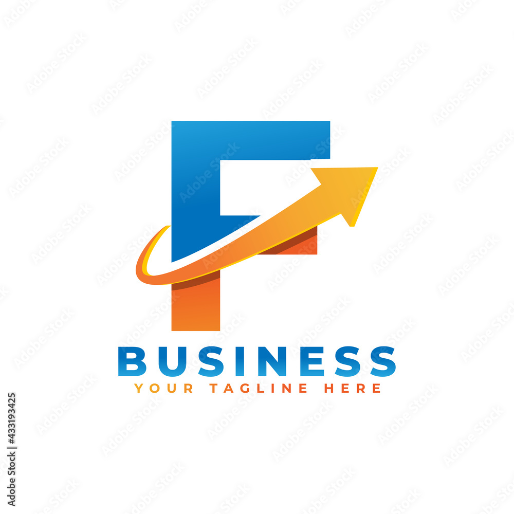 Letter F with Swoosh Arrow Up Logo Design. Creative Letter Mark ...