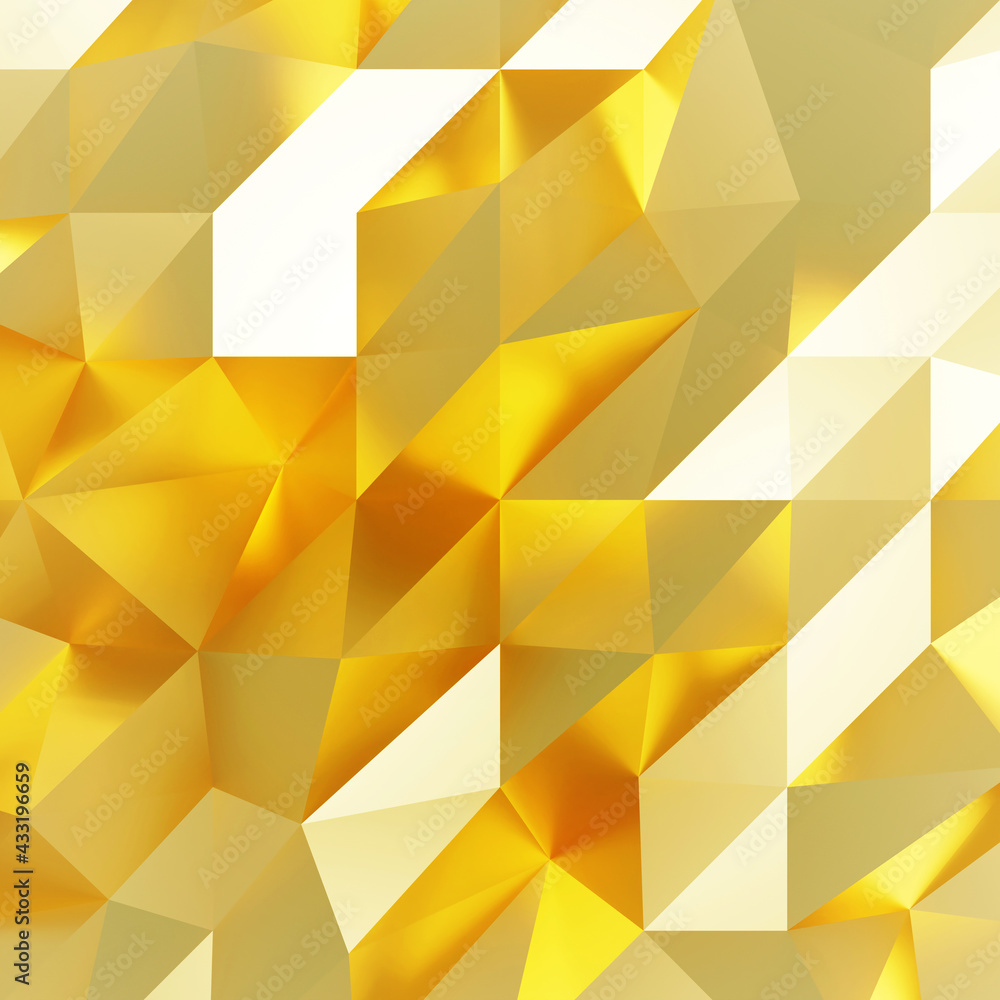 Gold polygon background 3d rendering, 3d illustration. Abstract triangle background. Gold ...