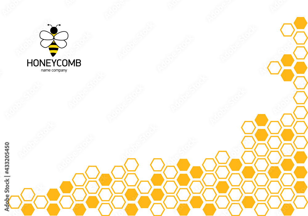 Honeycomb background pattern orange color. Corner border of geometric ...