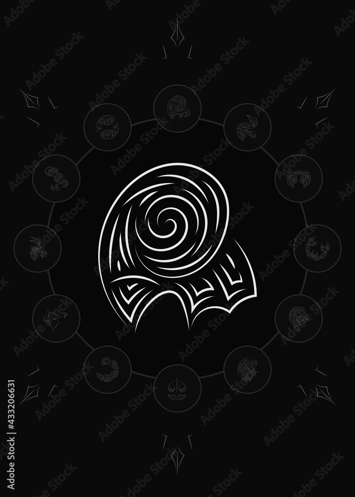 Aries zodiac sign, vertical hi-res poster, abstract illustration with ...