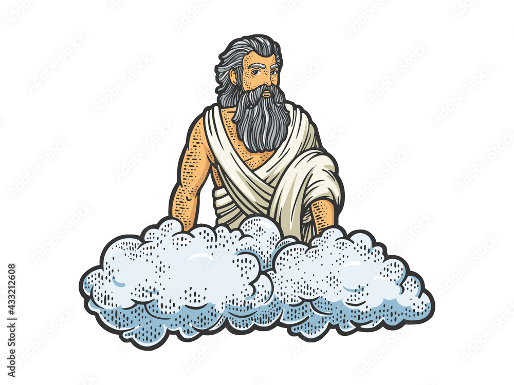 god on the cloud sketch vector illustration Stock Vector | Adobe Stock