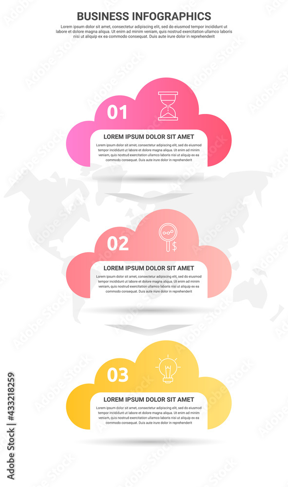 Vector infographic clouds. Business concept of 3 options. Abstract ...