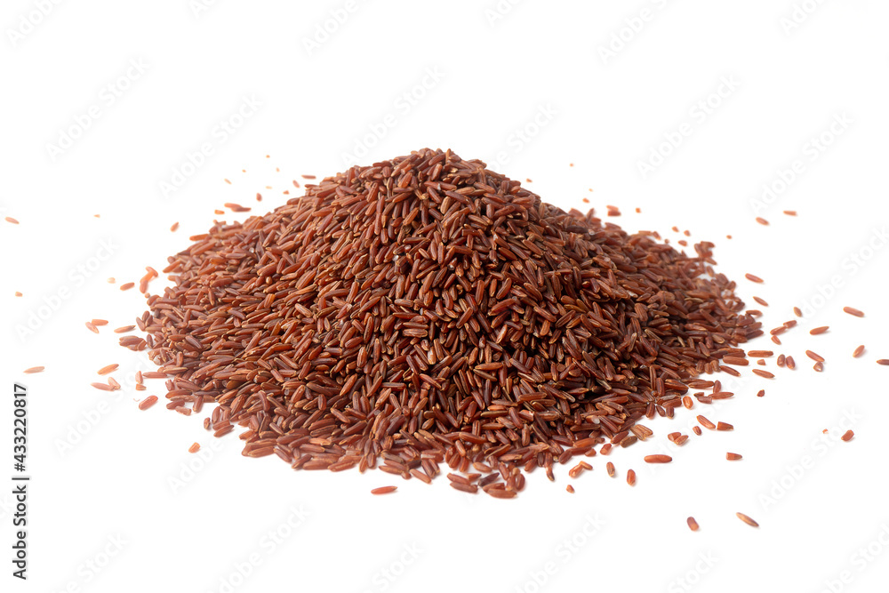 Pile of red rice (brown rice) isolated on a white background, Whole ...