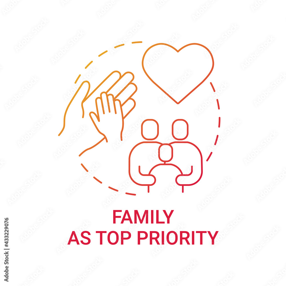 Family as top priority concept icon. Personal value idea thin line ...
