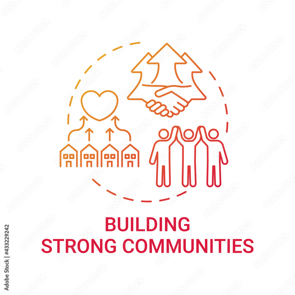 Building strong communities concept icon. Corporate value idea thin ...
