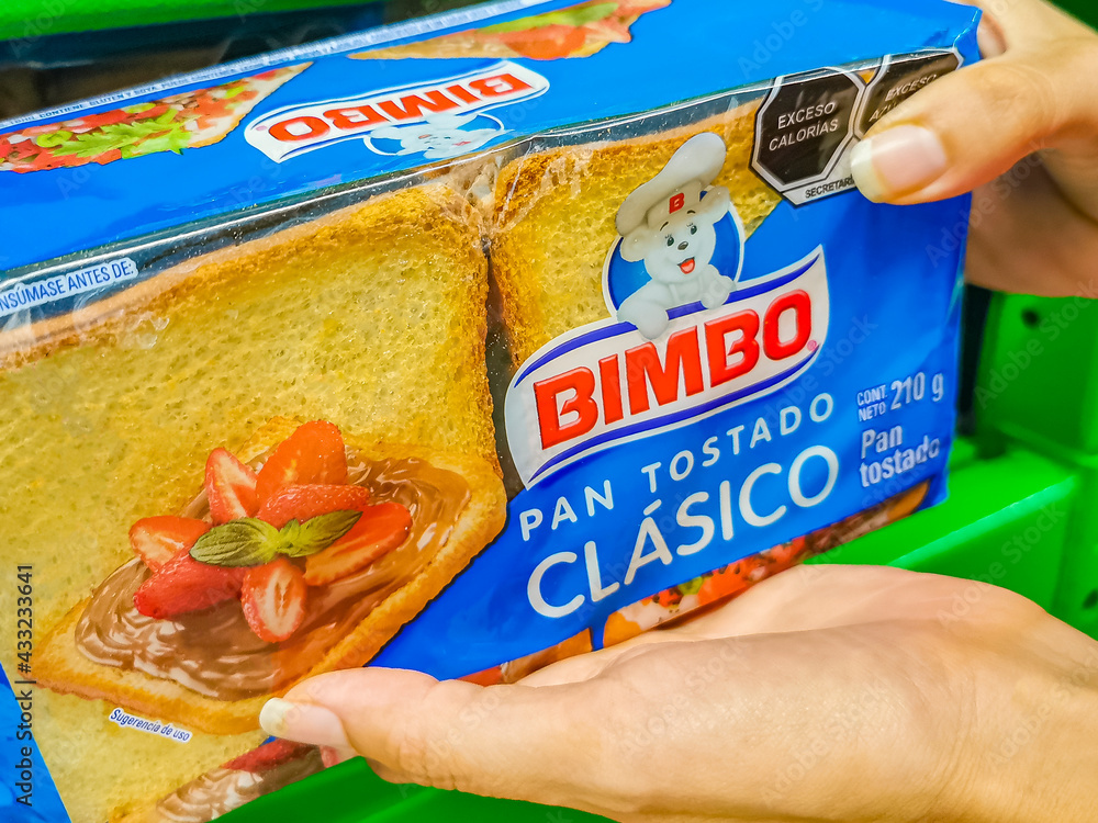 Bimbo toasted white bread Clasico classic packaging supermarket in ...