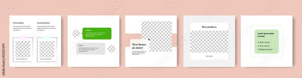 Influencer square layouts with soft pastel colour, peach background ...