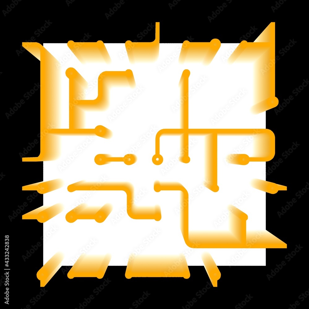 stylized computer circuit boards shapes patterns and 3D designs in ...